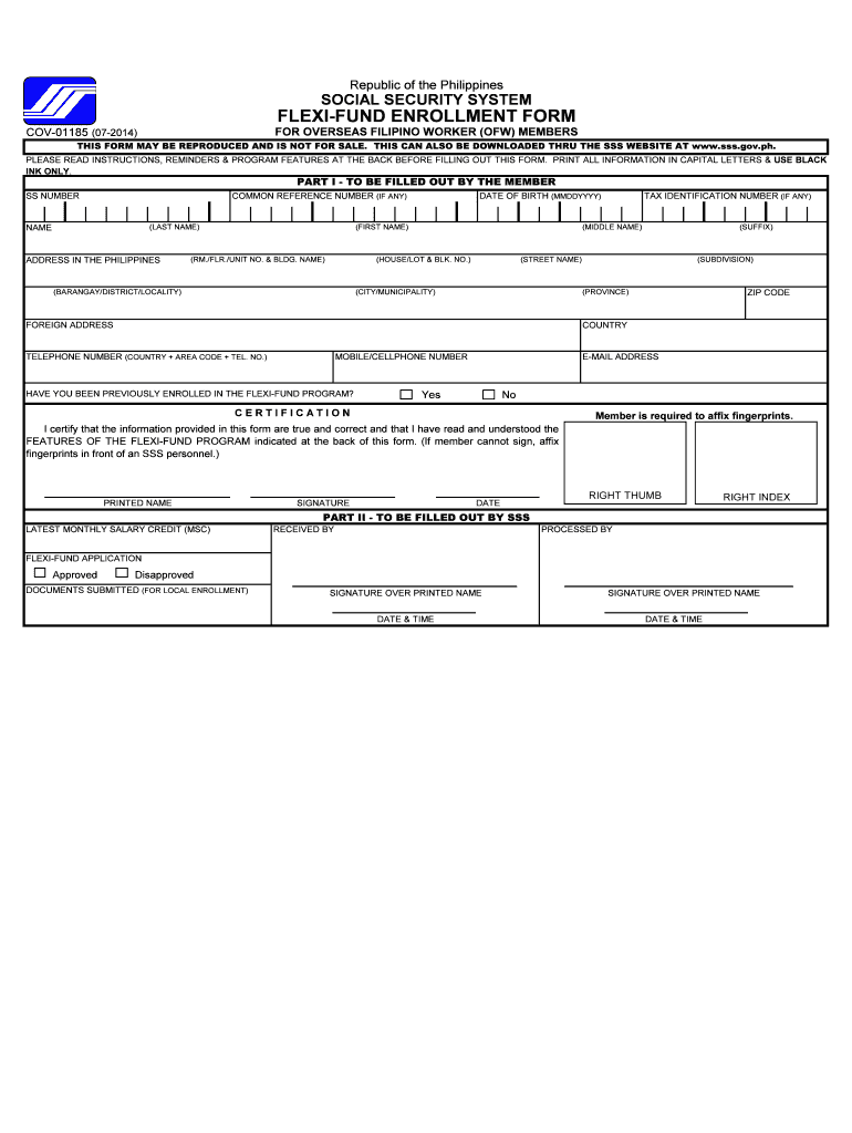 Fillable Online SOCIAL SECURITY SYSTEM FLEXI-FUND ENROLLMENT FORM Fax ...