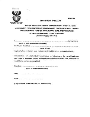 Fillable Online kznhealth gov Notice by Heaf of Health Establishment ...