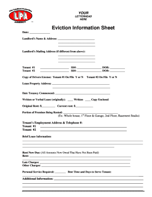Fillable Online Eviction Information Sheet - The LPA Fax Email Print ...