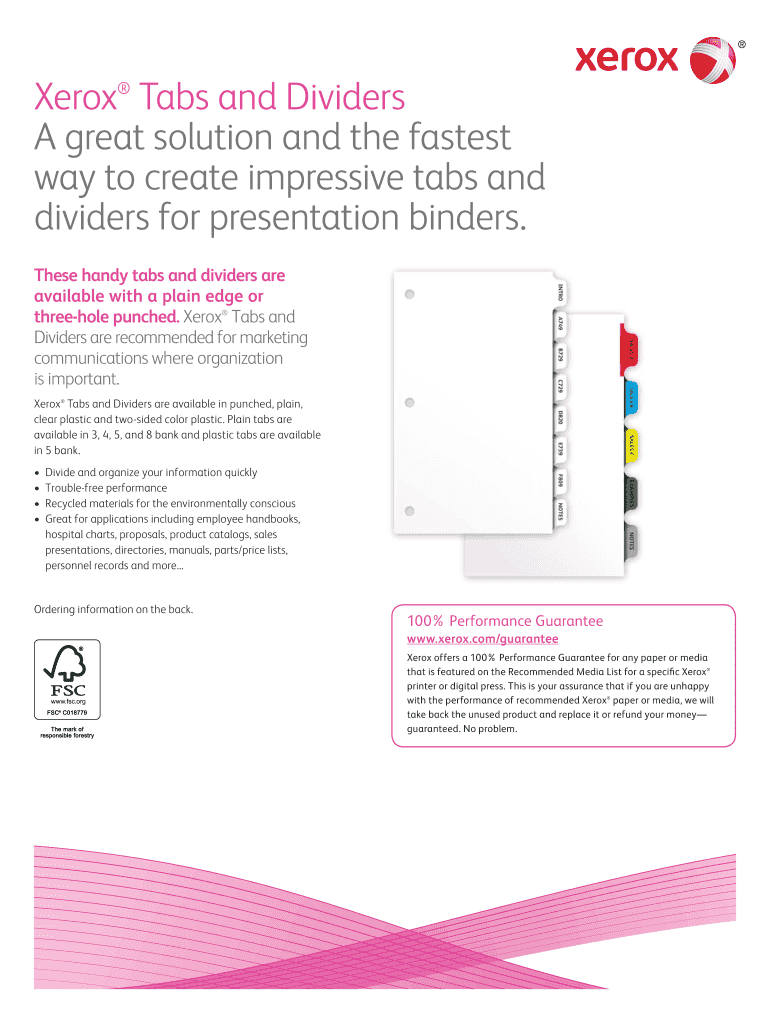 Fillable Online Xerox Tabs and Dividers Fax Email Print - pdfFiller