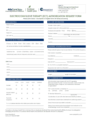 Fillable Online ELECTROCONVULSIVE THERAPY (ECT) AUTHORIZATION REQUEST ...