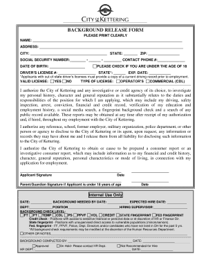 Fillable Online ketteringoh BACKGROUND RELEASE FORM - Kettering Ohio ...
