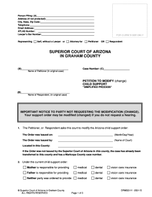 Fillable Online PETITION TO MODIFY CHILD SUPPORT Simplified Mod To ...