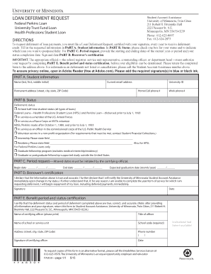 Fillable Online policy umn LOAN DEFERMENT REQUEST Student Account ...