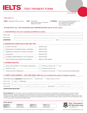 Fillable Online Test payment form - ICTE UQ Fax Email Print - pdfFiller