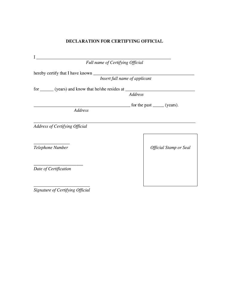Fillable Online DECLARATION FOR CERTIFYING OFFICIAL - jamaicataxgovjm Fax Email Print - pdfFiller