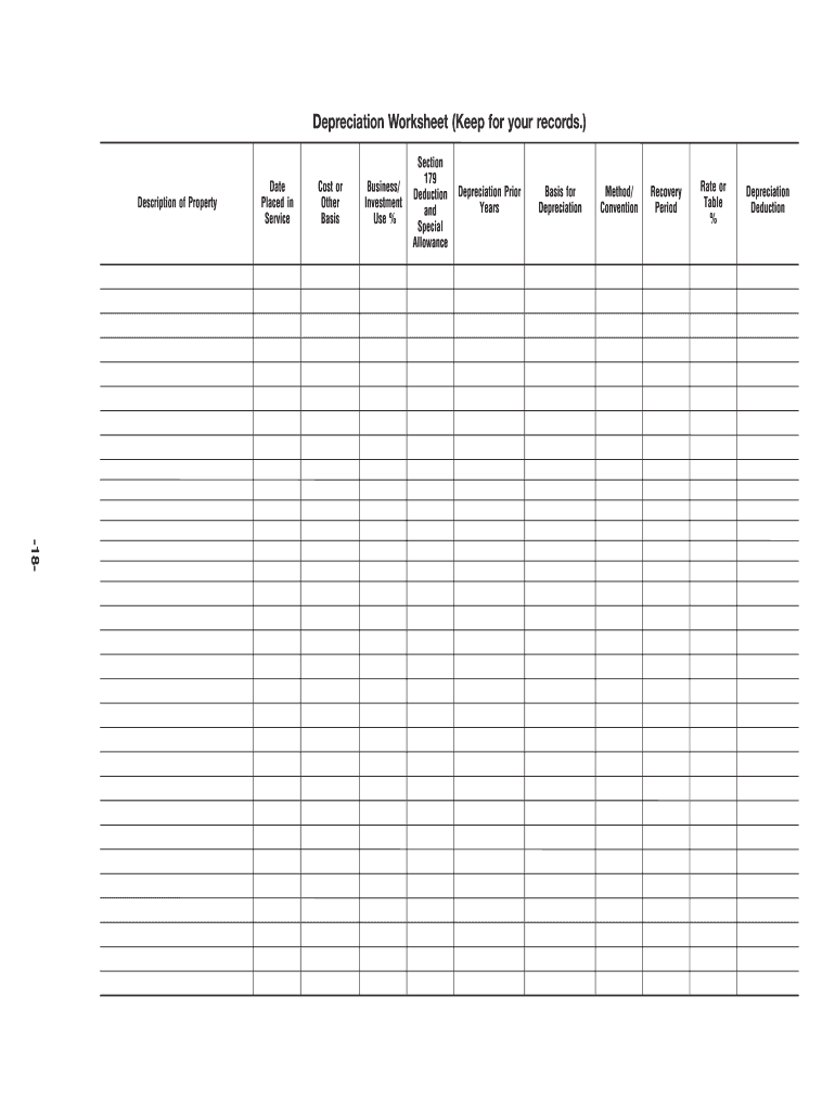 Depreciation Recapture Worksheets Depreciation Recapture Worksheets