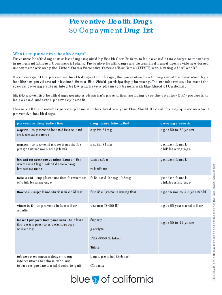 Fillable Online Preventive Health Drugs Fax Email Print - pdfFiller