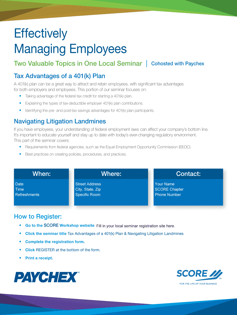 Fillable Online Effectively Managing Employees - Paychex Fax Email Print - pdfFiller