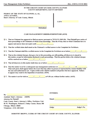 Fillable Online Case Management Order-Forfeiture Rev 21011 CCCO 0034 ...