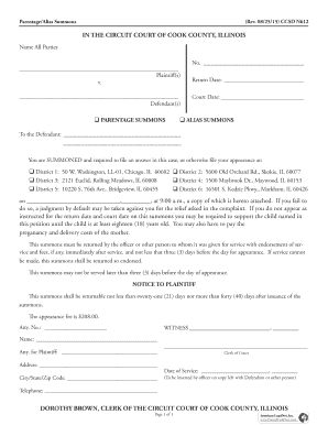 Fillable Online IN THE CIRCUIT COURT OF COOK COUNTY ILLINOIS Fax Email ...