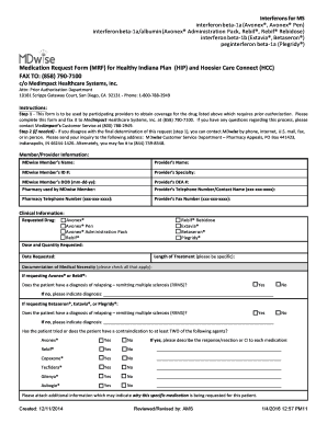 Fillable Online mdwise MedicationRequestFormMRF for Healthy Indiana ...