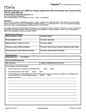 Fillable Online mdwise Cayston inhaled aztreonam lysine - MDwise Inc ...