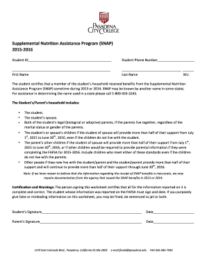 Fillable Online pasadena SNAP 1516.docx Fax Email Print - pdfFiller