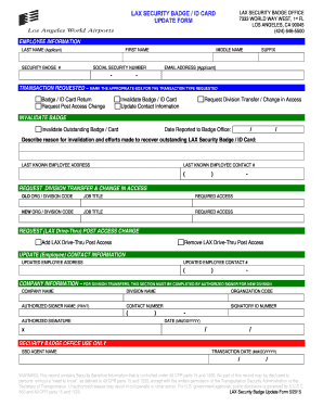 Fillable Online lawa LAX Update Form 2015 - Los Angeles World Airports ...
