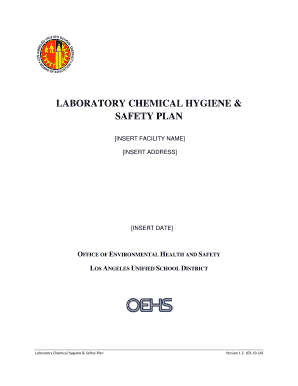 Fillable Online lausd-oehs LABORATORY CHEMICAL HYGIENE SAFETY PLAN - lausd-oehs Fax Email Print ...