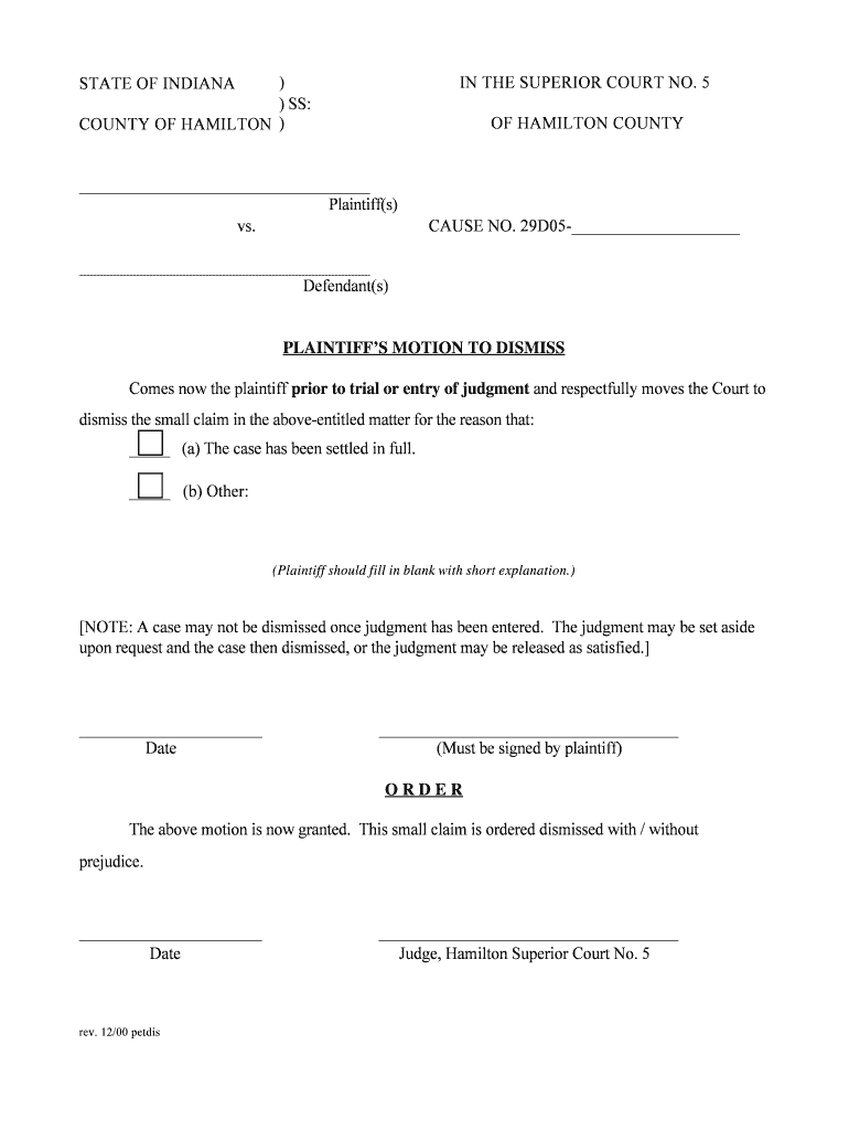 Fillable Online hamiltoncounty in Clear Form ) ) SS: COUNTY OF HAMILTON ...