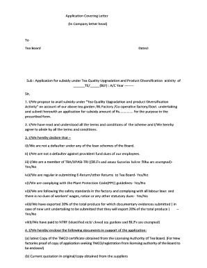 Fillable Online teaboard gov Application Covering Letter To - Tea Board ...