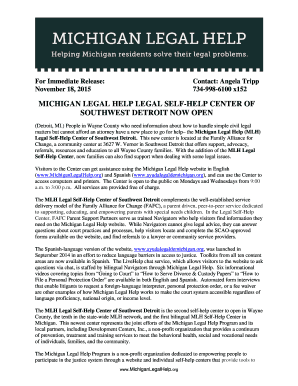 Fillable Online MICHIGAN LEGAL HELP LEGAL SELF-HELP CENTER OF Fax Email ...