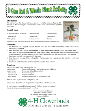 Fillable Online This activity shows that the vegetables we eat come ...