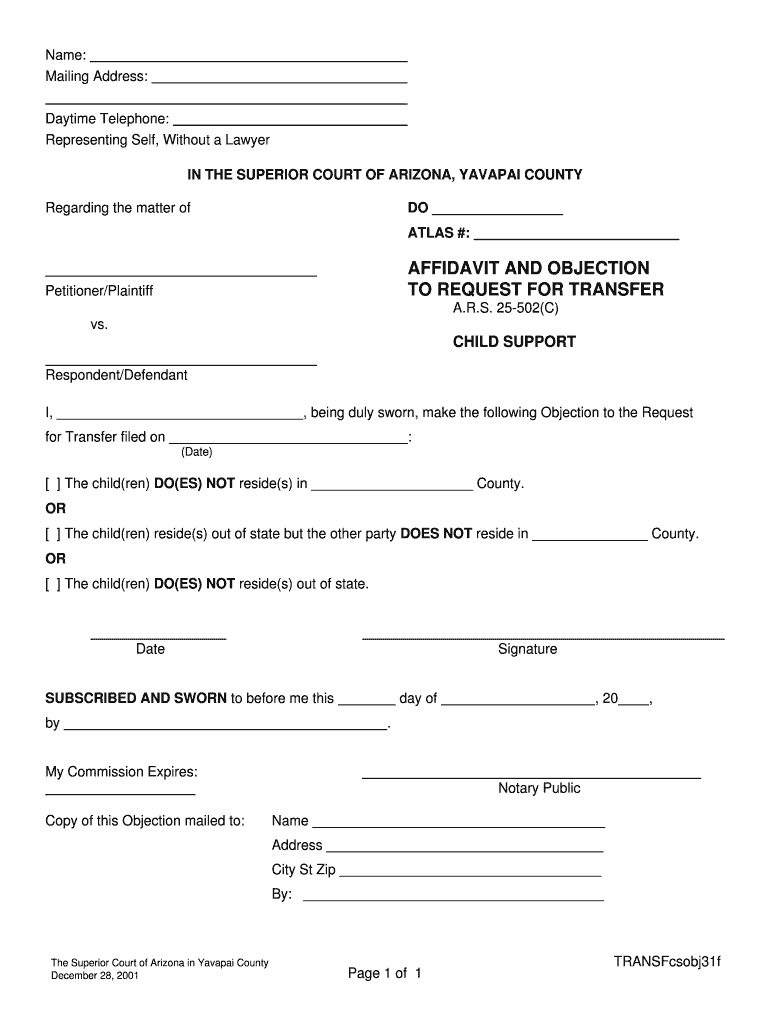 Fillable Online AFFIDAVIT AND OBJECTION - Yavapai County Arizona Fax Email Print - pdfFiller