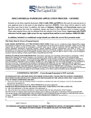 Fillable Online DISCLOSURES for PAPERLESS bAPPLICATIONb PROCESS bb Fax ...