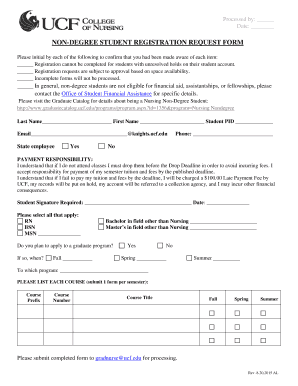 Fillable Online nursing ucf NON-DEGREE STUDENT REGISTRATION REQUEST ...