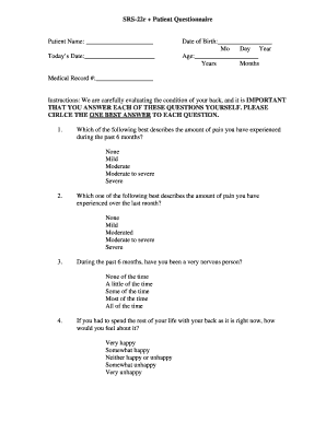 Fillable Online hss SRS-22r Patient Questionnaire - hss Fax Email Print ...