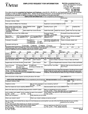 Fillable Online EMPLOYEE REQUEST FOR INFORMATION Mail this completed ...