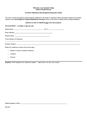 Fillable Online matc PROGRAM INELIGIBILITY - Milwaukee Area Technical ...