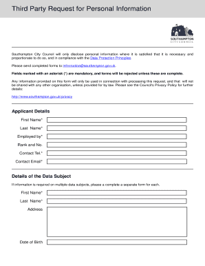 Fillable Online southampton gov Third Party Request for Personal ...