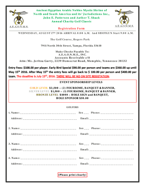 Fillable Online aeaonms Registration Form Golf Outing 2016 - aeaonmsorg ...