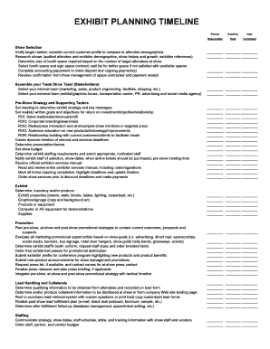 Fillable Online EXHIBIT PLANNING TIMELINE Fax Email Print - pdfFiller