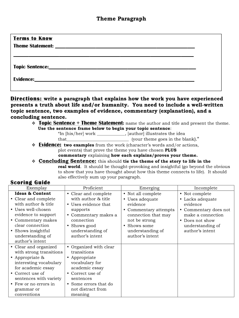 Fillable Online Theme Paragraph Fax Email Print - pdfFiller
