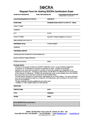 Fillable Online socra Request Form for Hosting SOCRA Certification Exam ...