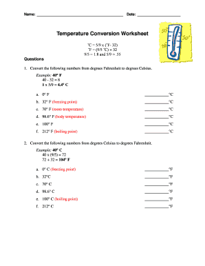 Fillable Online lcps Temperature Conversion Worksheet Fax Email Print ...