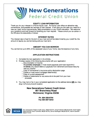 Fillable Online newgenfcu Home Equity Loan bApplicationb - New ...