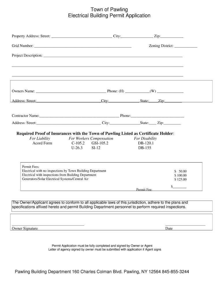 Fillable Online pawling Electrical Building Permit Application Fax ...