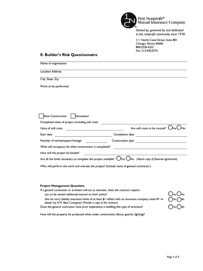 Fillable Online 8 Builders Risk Questionnaire - ipmgcom Fax Email Print ...