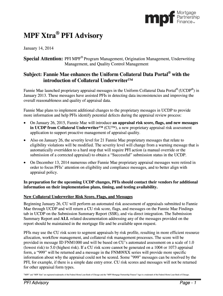 Fillable Online Special Attention PFI MPF Program Management ...