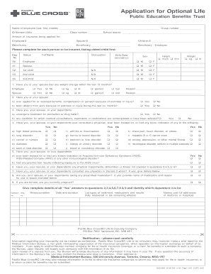 Fillable Online BLUE CROSS PACIFIC Application for Optional Life Fax ...