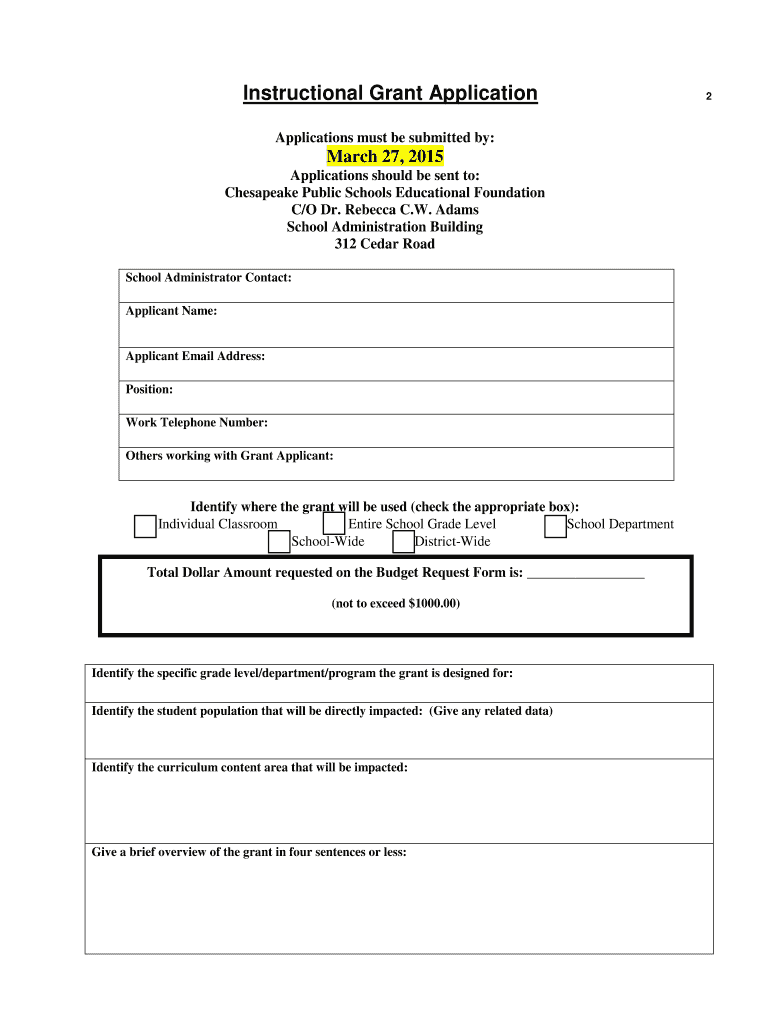Fillable Online Instructional Grant Program Fax Email Print - pdfFiller