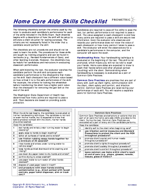 Fillable Online Home Care Aide Skills Checklist Fax Email Print - pdfFiller