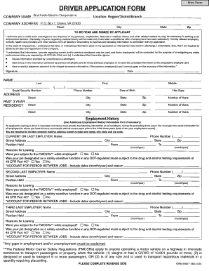 Fillable Online DRIVER APPLICATION FORM - Co-op Web Builder Fax Email ...
