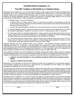 Fillable Online Pre-Offer Invitation to Self-Identify as a Protected ...