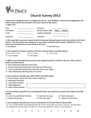 Fillable Online stpaulscofe Church Survey 2012 - St Pauls Church ...