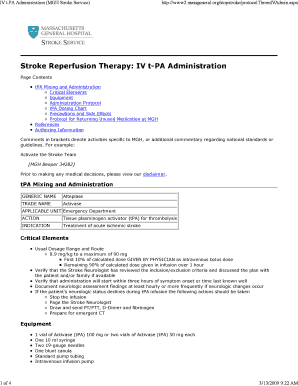 Fillable Online IV t-PA Administration (MGH Stroke Service) Fax Email ...