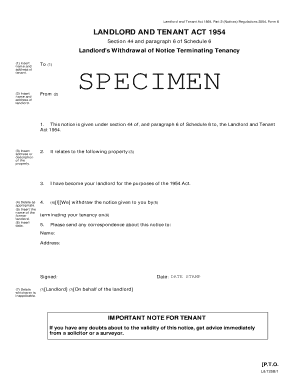 Fillable Online Landlord and Tenant Act 1954, Part 2 (Notices ...