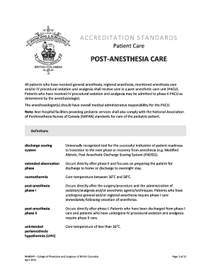 Fillable Online POST-ANESTHESIA CARE Fax Email Print - pdfFiller