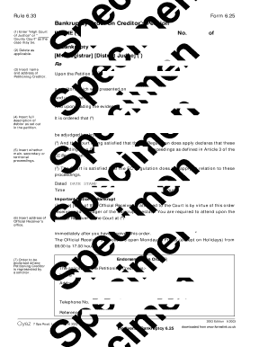 Fillable Online Rule 633 Form 625 1 Enter High Court IN THE No of Fax ...